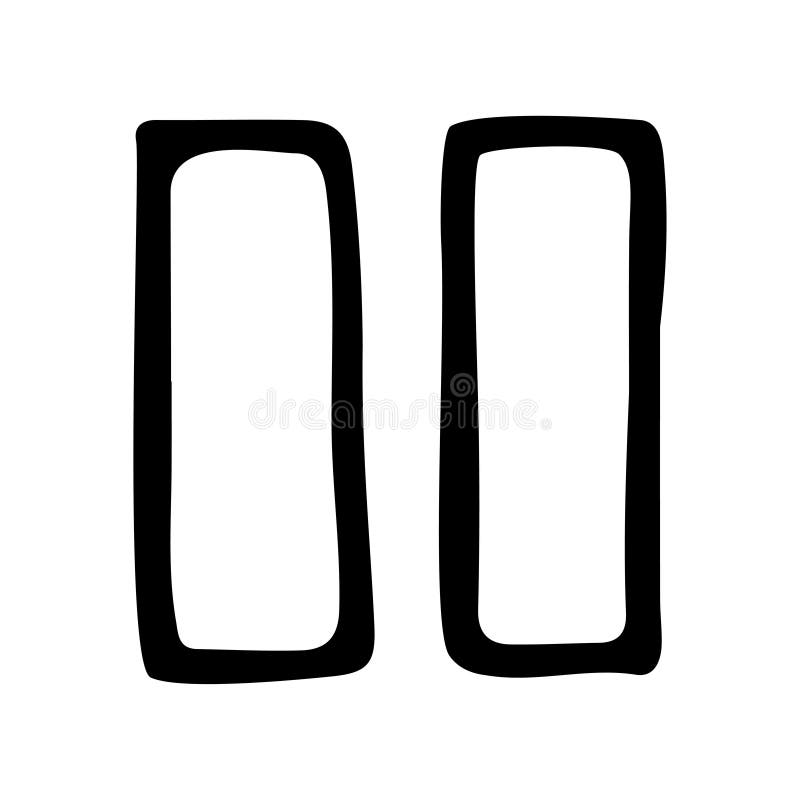 Vector Hand Drawn Illustration of a Pause Button, Paose Rectangular ...