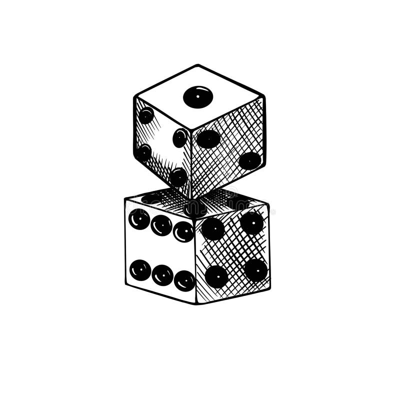Vector Hand Drawn Illustration of Playing Dice Stock Illustration ...