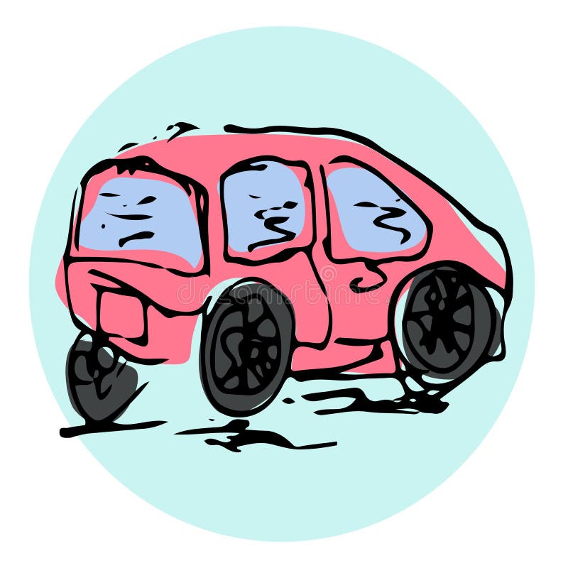 Vector Hand Drawn Illustration. Red Car. Paris Theme Stock Vector ...