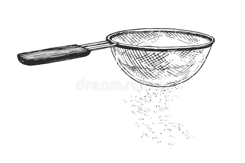 Vector Hand-drawn Illustration of Sieve Isolated on White. Sketch of ...