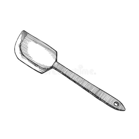 Vector Hand-drawn Illustration of a Spatula. Black and White Sketch ...