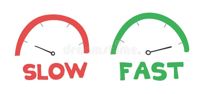 Vector Hand-drawn Illustration of Speedometers. Slow and Fast Stock ...