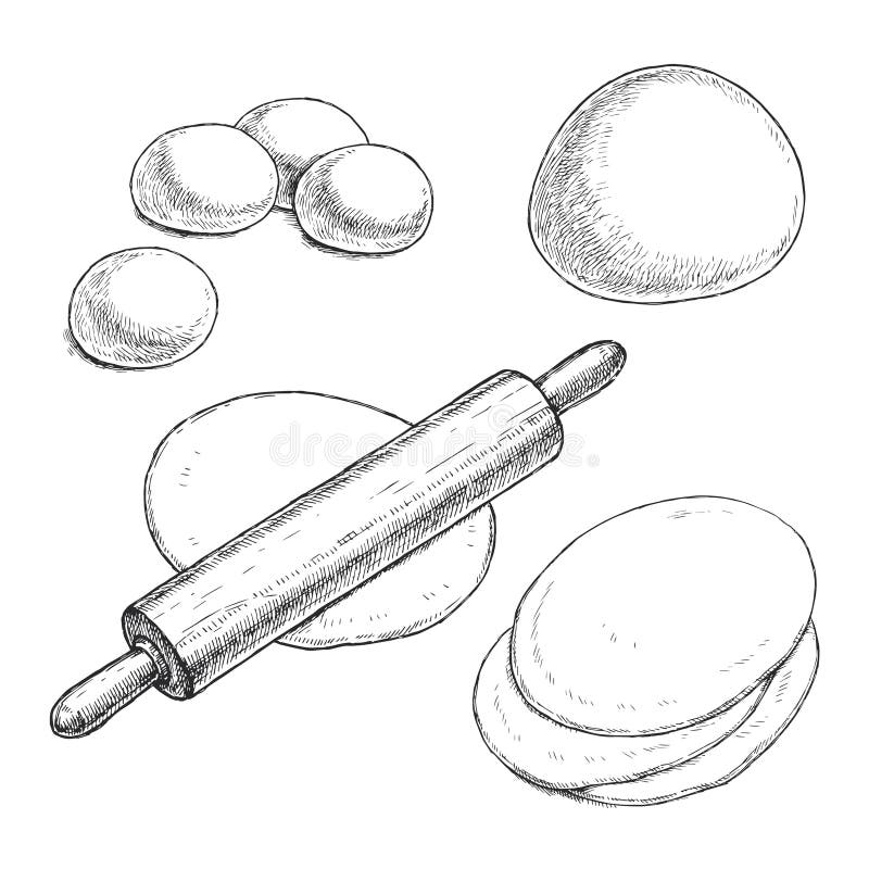 Hand Drawn Sketch Rolling Dough Stock Illustrations – 272 Hand Drawn ...
