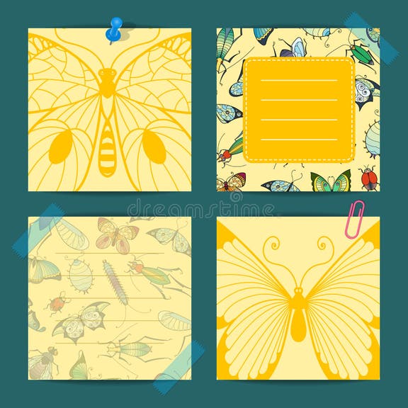 Vector Hand Drawn Insects Cute Notes Isolated Stock Vector ...