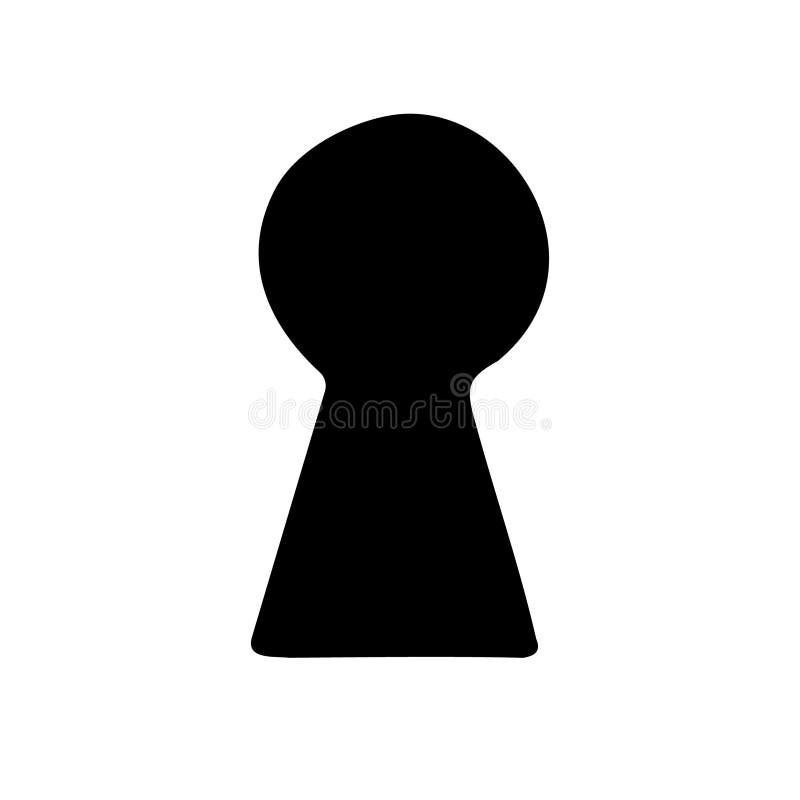 Vector Hand Drawn Key Hole Lock Silhouette Stock Vector - Illustration ...
