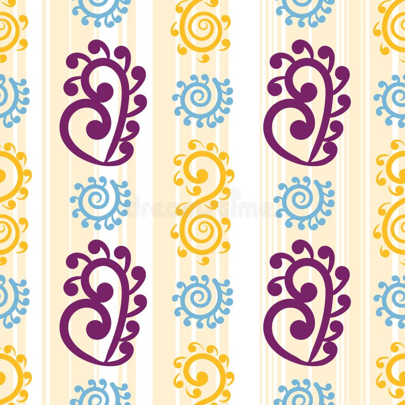 Vector Hand Drawn Koru Elements Seamless Pattern Background on a White ...