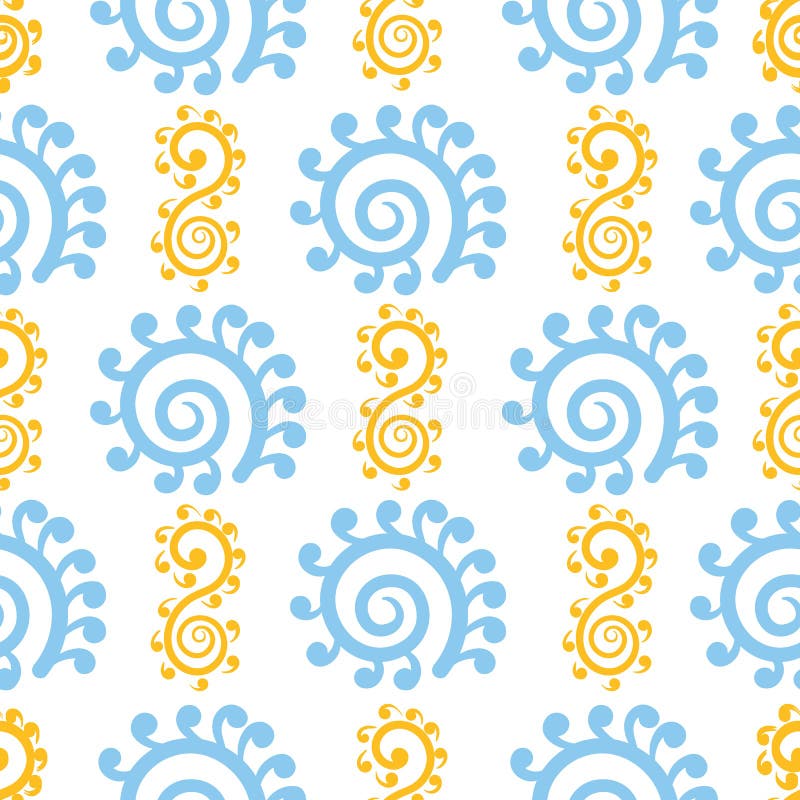 Vector Hand Drawn Koru Elements Seamless Pattern Background on a White ...