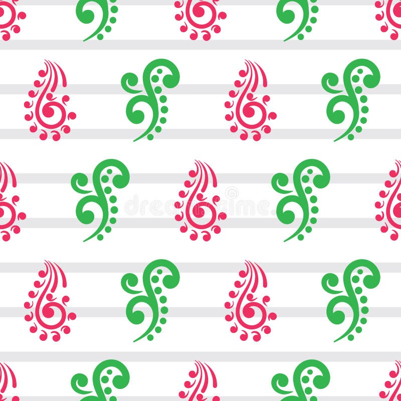 Vector Hand Drawn Koru Elements Seamless Pattern Background on a White ...