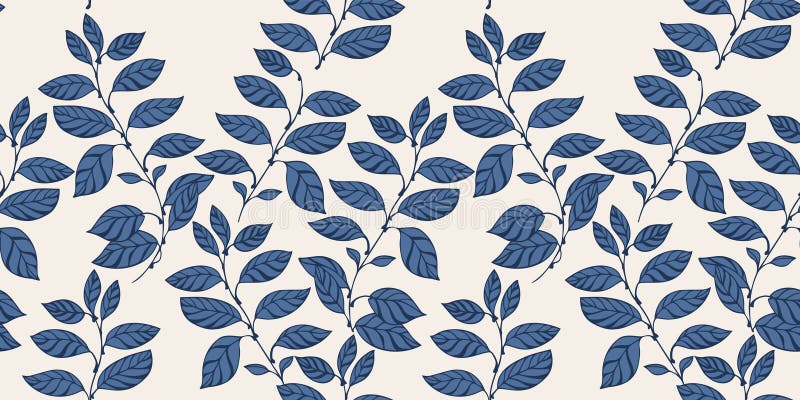 Vector Hand Drawn Leaf Stems Seamless Pattern. Artistic, Abstract ...