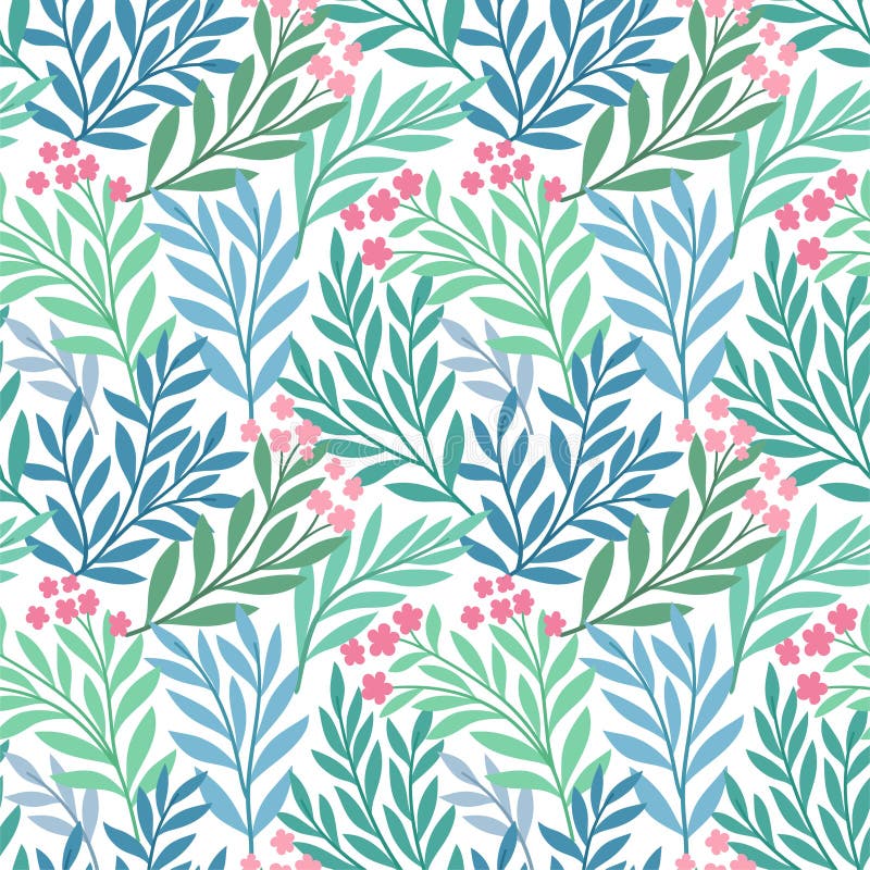 Vector Hand Drawn Leaves Seamless Pattern. Abstract Trendy Floral ...