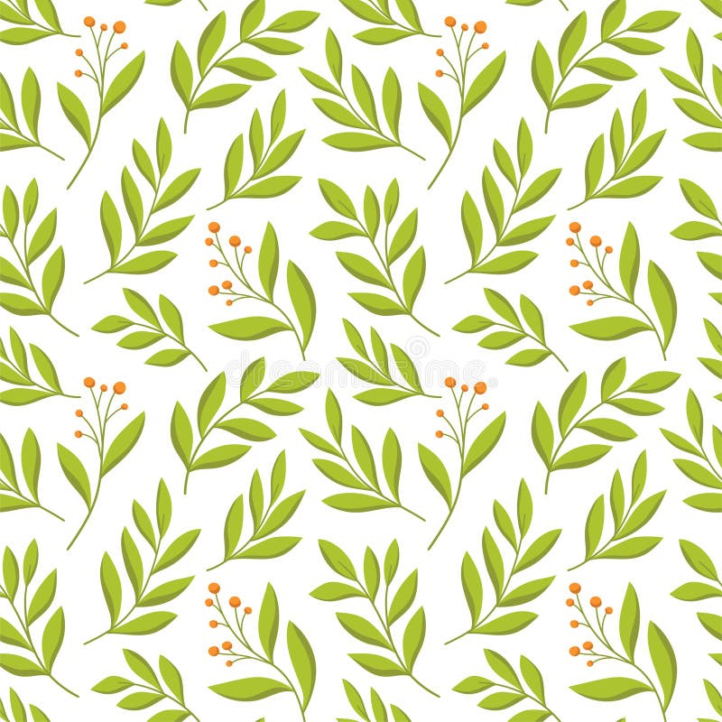 Vector Hand Drawn Leaves Seamless Pattern. Abstract Trendy Floral ...