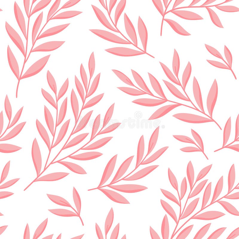 Vector Hand Drawn Leaves Seamless Pattern. Abstract Trendy Floral ...