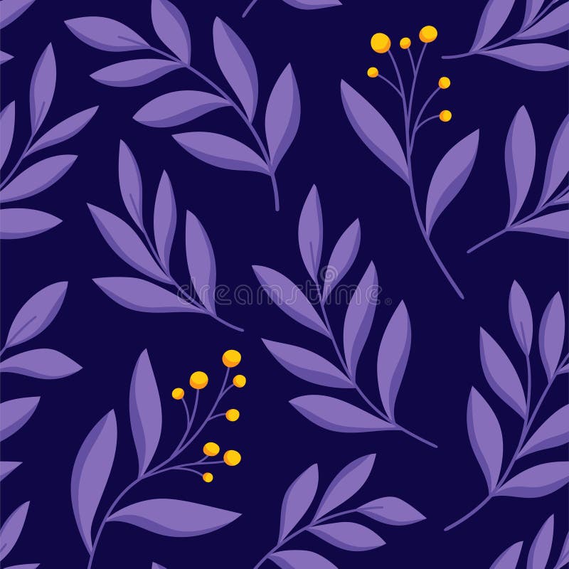 Vector Hand Drawn Leaves Seamless Pattern. Abstract Trendy Floral ...