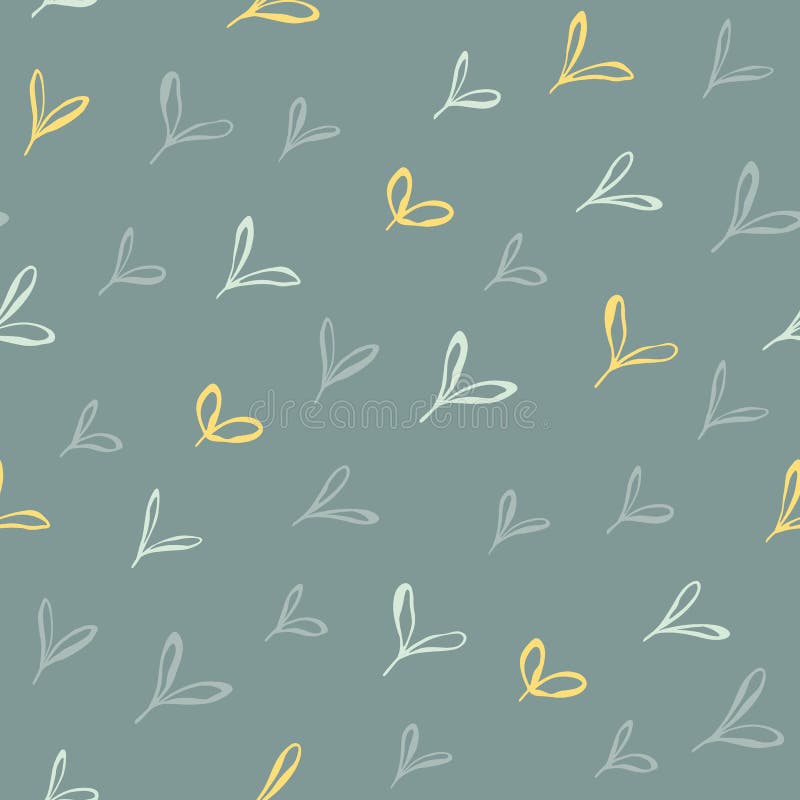 Vector Hand Drawn Leaves Seamless Pattern. Green-gray Repeat Background ...