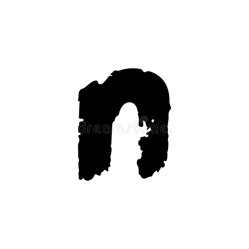 Vector Hand Drawn Letter N with Smooth Acrylic Brush Style Edges Stock ...