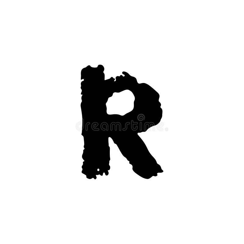 Vector Hand Drawn Letter R with Smooth Acrylic Brush Style Edges Stock ...