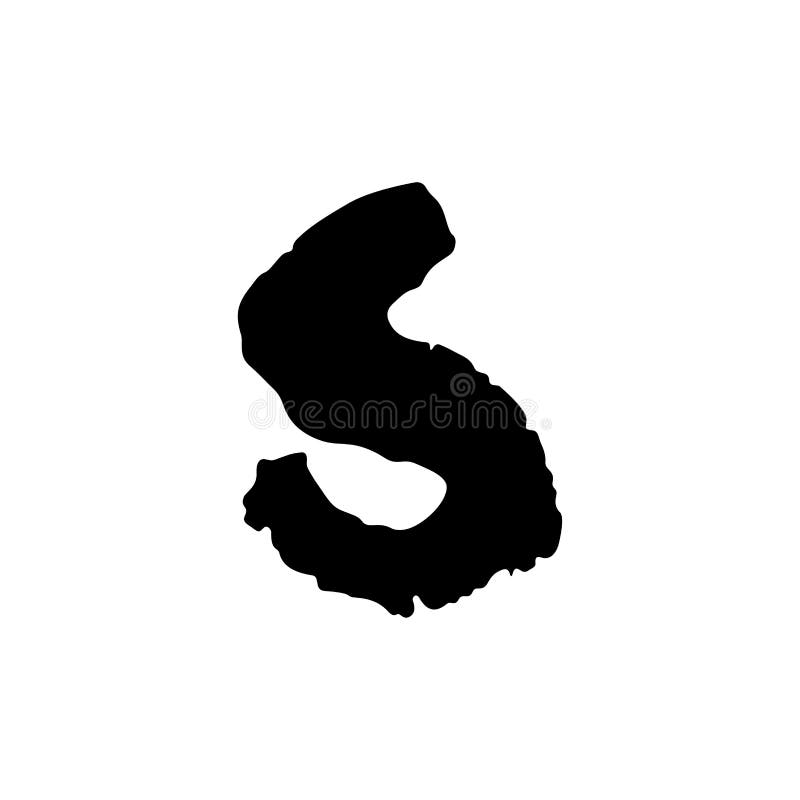 Vector Hand Drawn Letter S with Smooth Acrylic Brush Style Edges Stock ...
