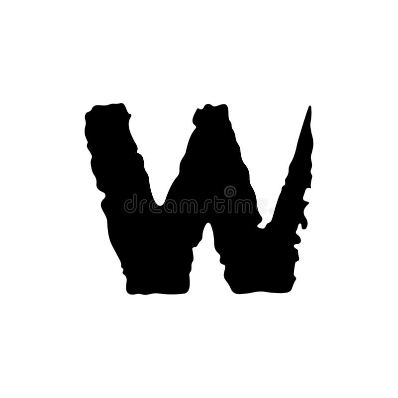 Vector Hand Drawn Letter W with Smooth Acrylic Brush Style Edges Stock ...