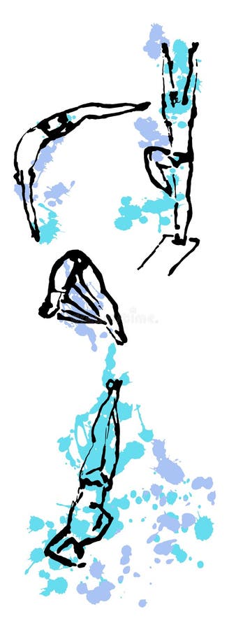 Vector Hand Drawn Linear Image with Diving Stock Vector - Illustration ...