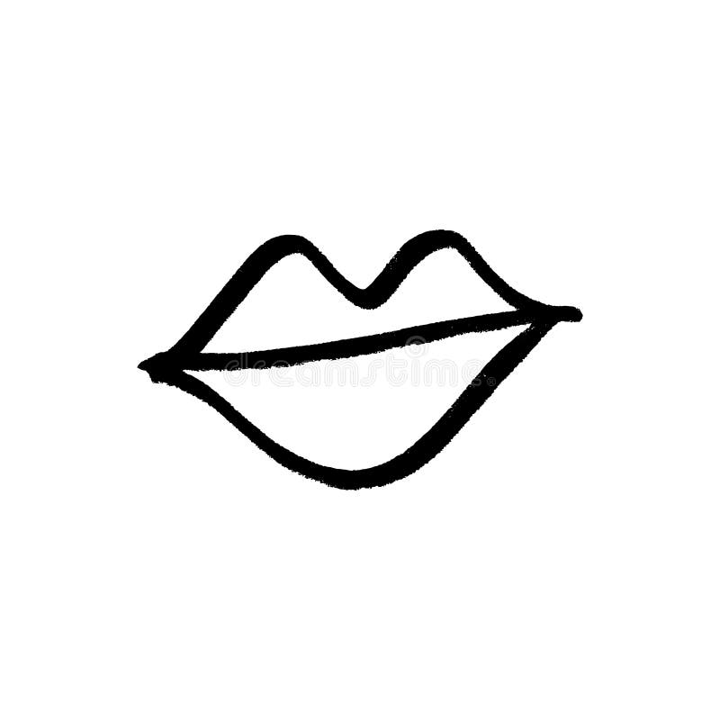 Vector Hand Drawn Lips Symbol, Logo or Label, Print for Clothes and ...