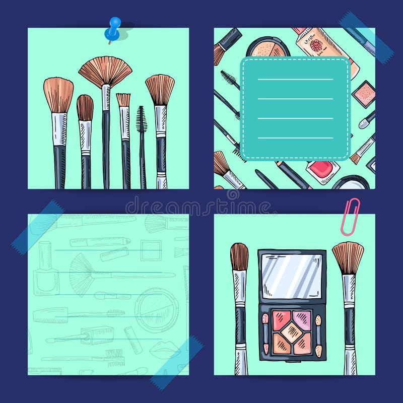 Vector Hand Drawn Makeup Products Stock Vector - Illustration of polish ...