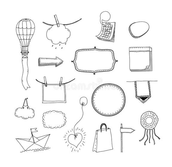 Vector Hand Drawn Message Frames Set Stock Vector - Illustration of ...