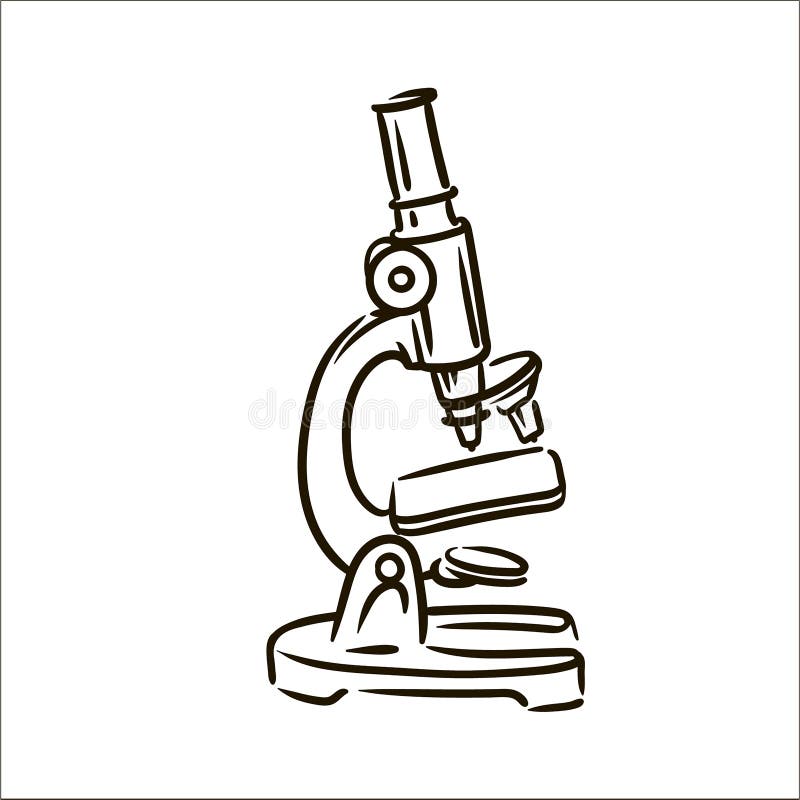 Vector Hand Drawn Microscope Simple Sketch Illustration on White ...