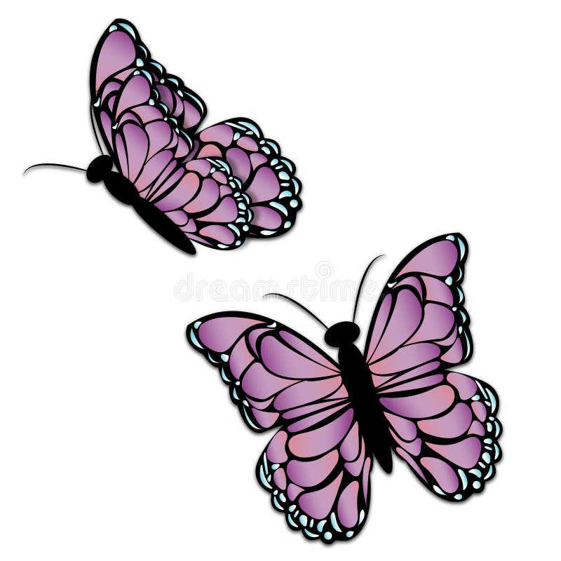 Vector Hand Drawn Monarch Butterfly with Purple Gradient Color ...