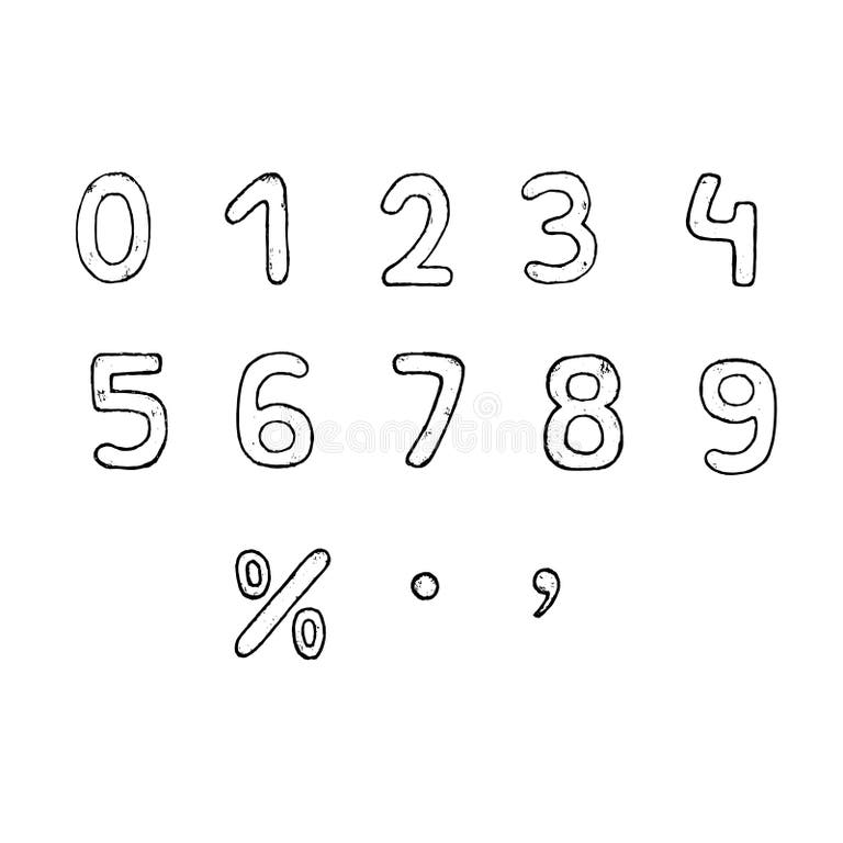 Vector hand drawn numbers stock vector. Illustration of decimal - 156314598
