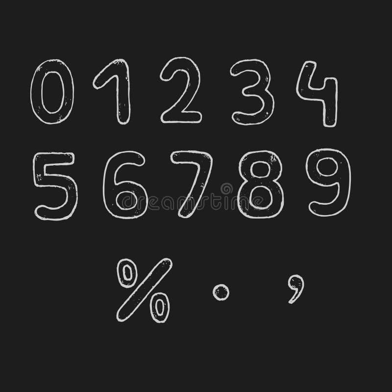Vector Hand Drawn Numbers. Vector Chalk Numbers Stock Vector ...
