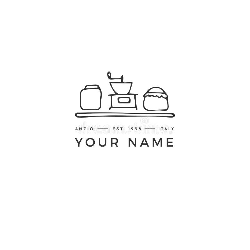 Vector Hand Drawn Object. Kitchen Logo Element, a Shelf with ...
