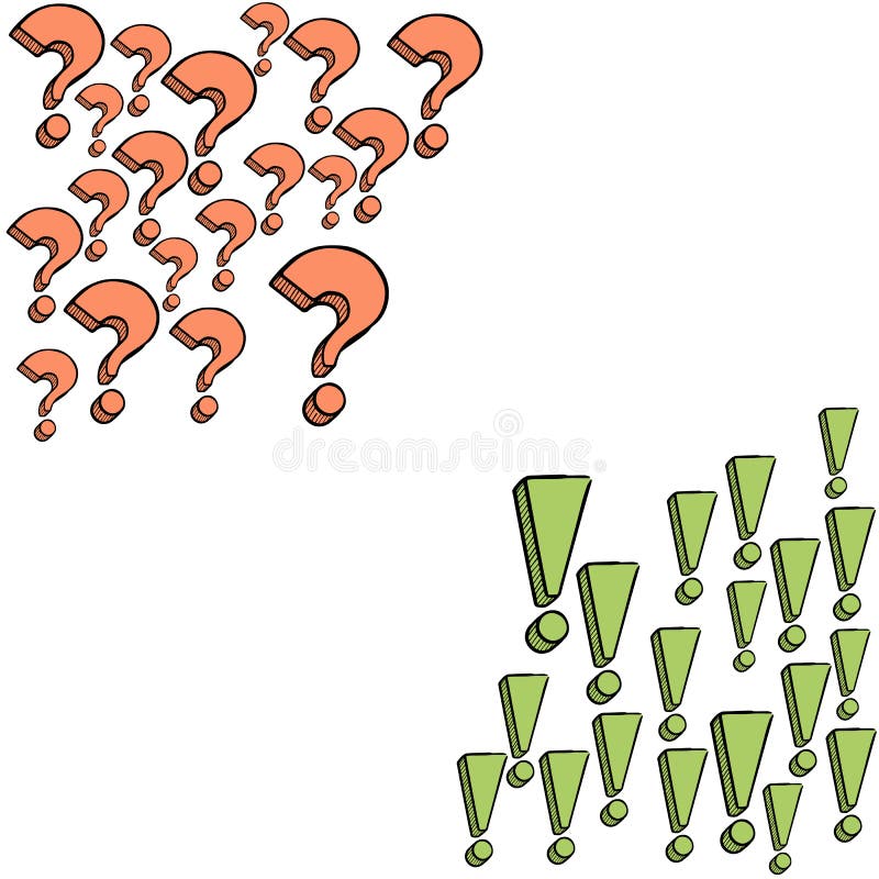 Vector Hand Drawn Opposing Question and Exclamation Marks. Stock Vector ...