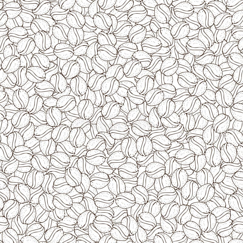 Vector Hand Drawn Pattern of Coffee Seeds. Coffee Beans Seamless ...