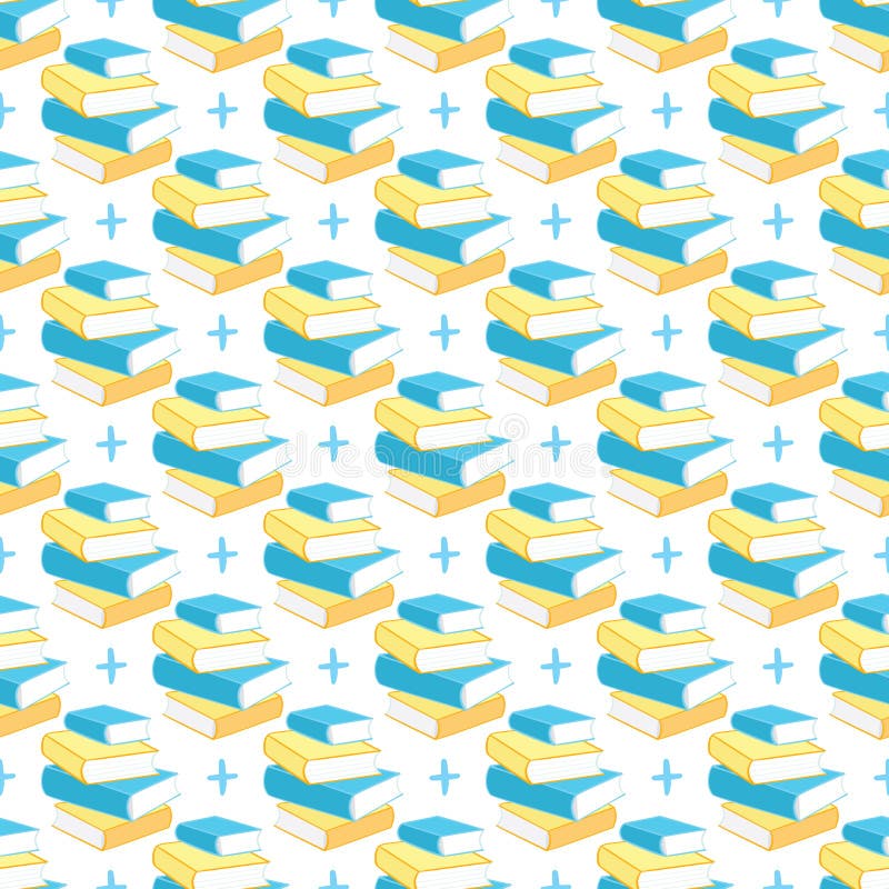 Vector Hand Drawn Pattern with Cute Books, for the Kids Stock Vector ...