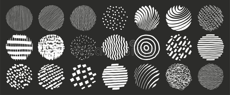 Vector Hand Drawn Patterns. Abstract Line Modern Round Icons. Texture ...