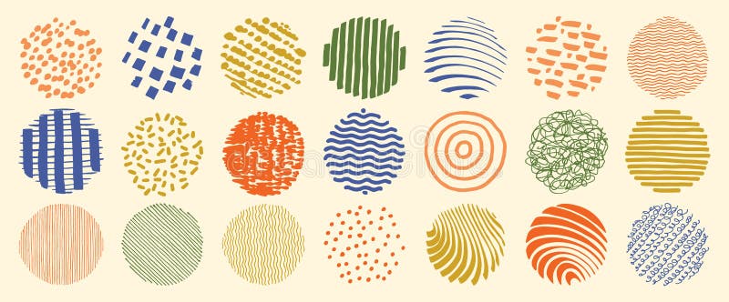 Vector Hand Drawn Patterns Set. Abstract Line Patterns. Modern Round ...