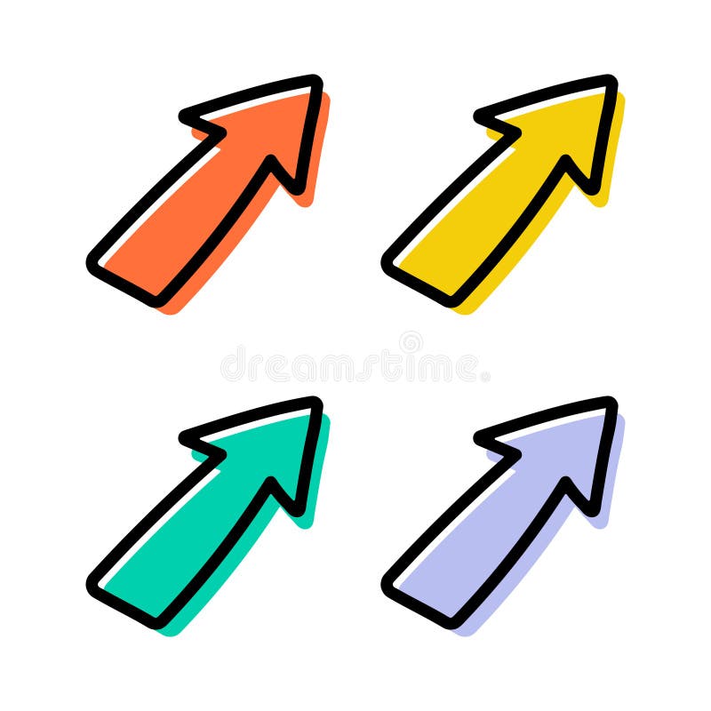 Vector Hand Drawn Pop Arrow Icon Set in Multiple Color Stock Vector ...