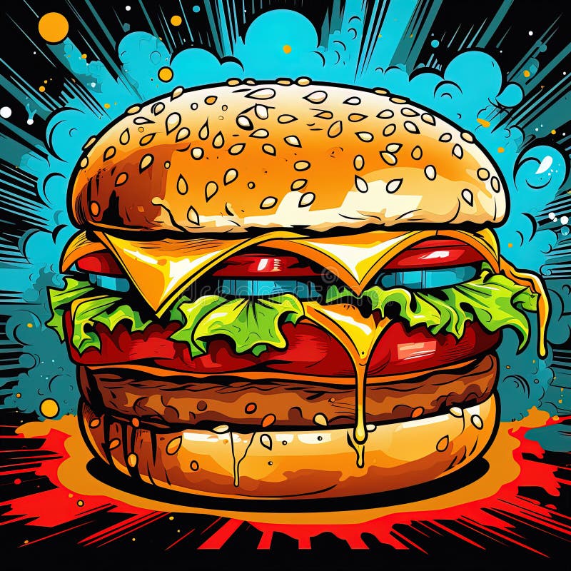Pop Art, Burger Illustration Image, Generated with Ai Stock ...