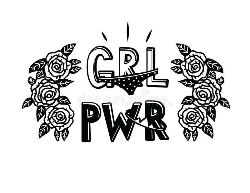 Vector Hand Drawn Poster `Girl`s Power`. Stock Illustration ...