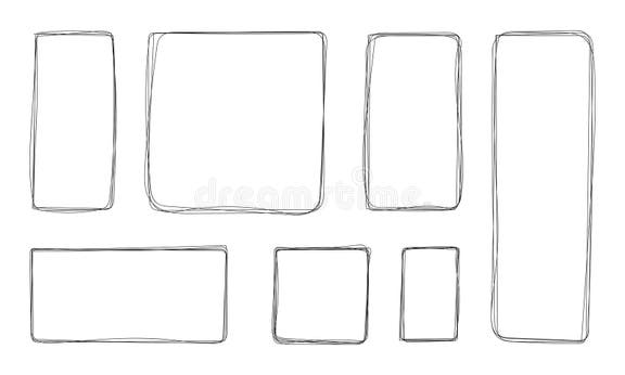 Vector Hand Drawn Rectangle Line Sketch Set Stock Vector - Illustration ...