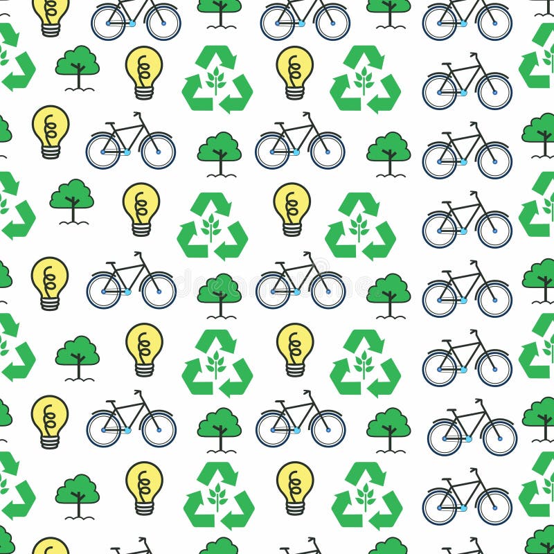 Vector Hand Drawn Recycling and Ecology Seamless Pattern. Zero Waste ...