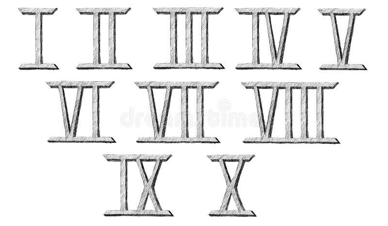 Vector Hand Drawn Roman Numerals Stock Vector - Illustration of concept ...
