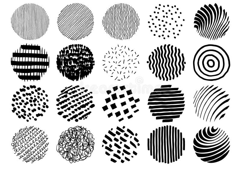 Vector Hand Drawn Round Doodle Squiggles. Artistic Design Elements for ...