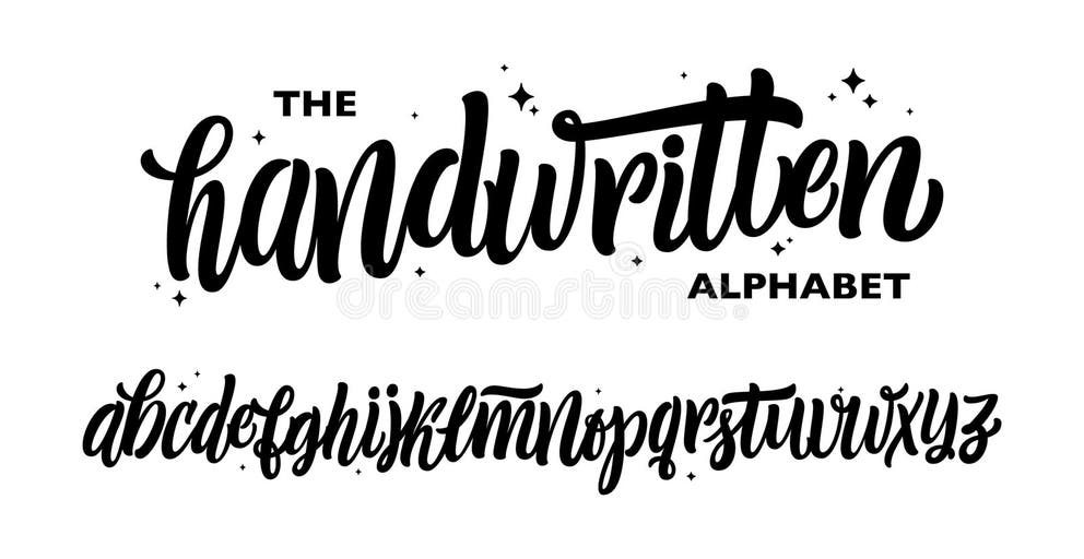 Vector Hand Drawn Script Alphabet. Brush Paint Letters. Decorative ...