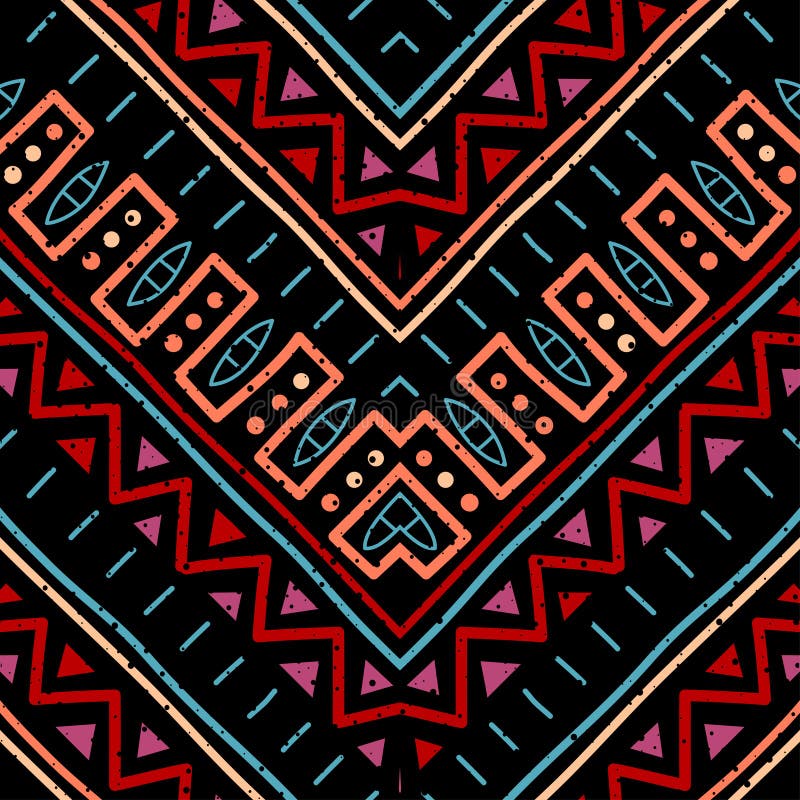 Vector Hand Drawn Seamless Folk Pattern. Tribal Design. Ethnic ...
