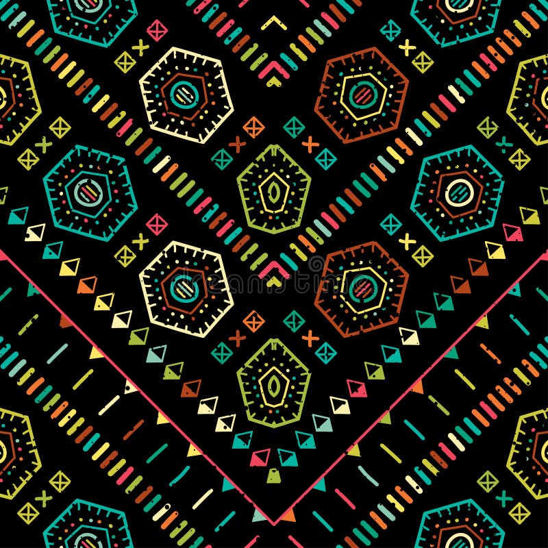 Vector Hand Drawn Seamless Folk Pattern. Tribal Design. Ethnic ...