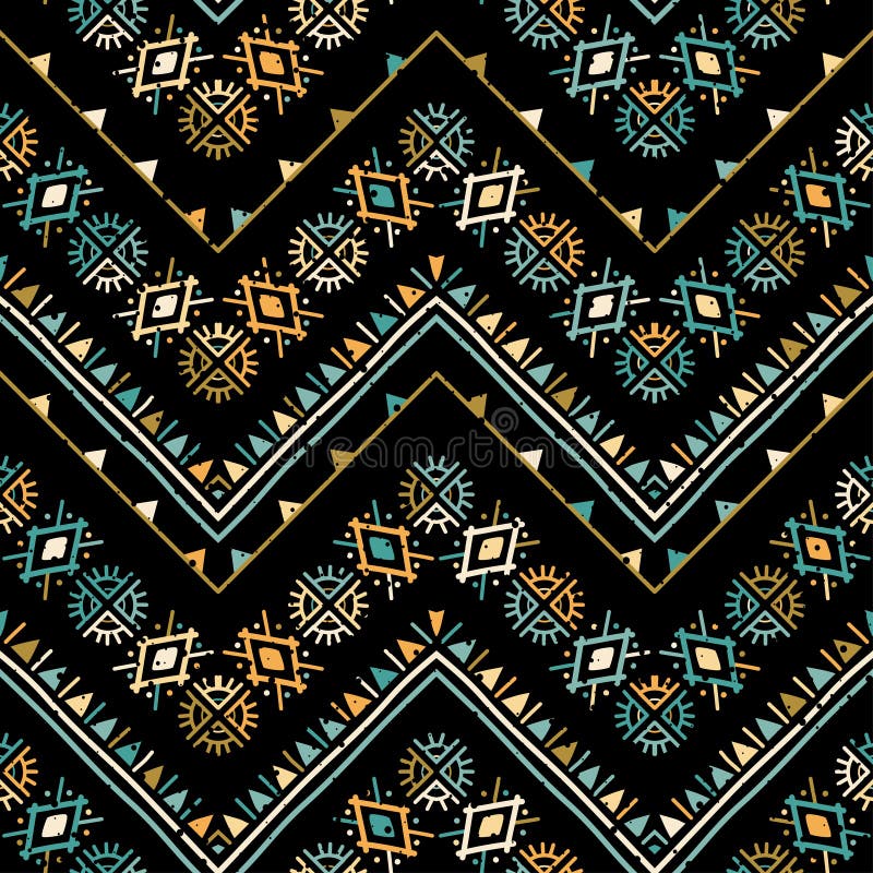 Vector Hand Drawn Seamless Folk Pattern. Tribal Design. Ethnic Background Stock Vector ...