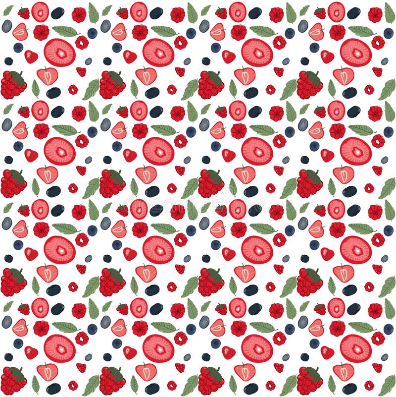 Vector Hand Drawn Seamless Pattern with Berries Stock Vector ...