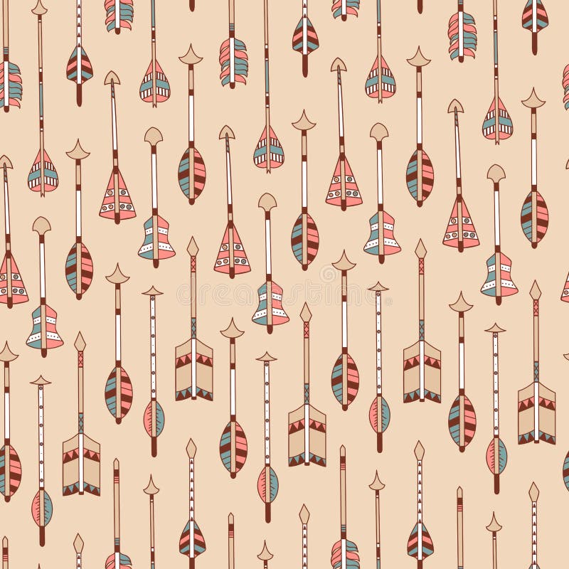 Vector Hand Drawn Seamless Patterns with Arrow Stock Vector ...