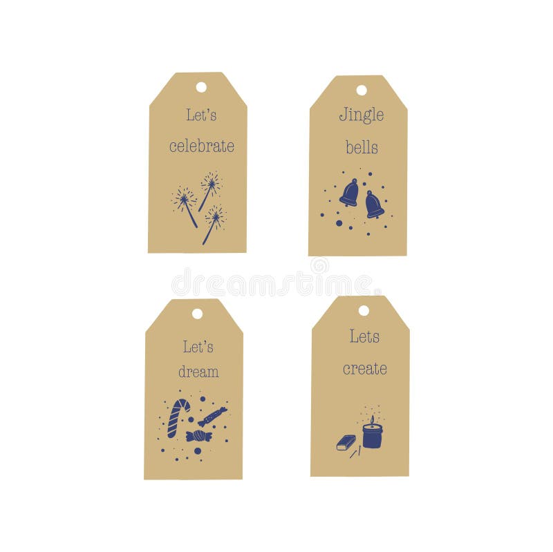 Vector Hand Drawn Set of Greeting Tags Stock Vector - Illustration of ...